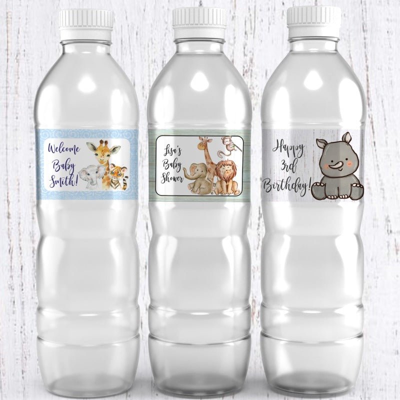 Personalized Jungle Safari Animal Water Bottle Labels Many Options ...